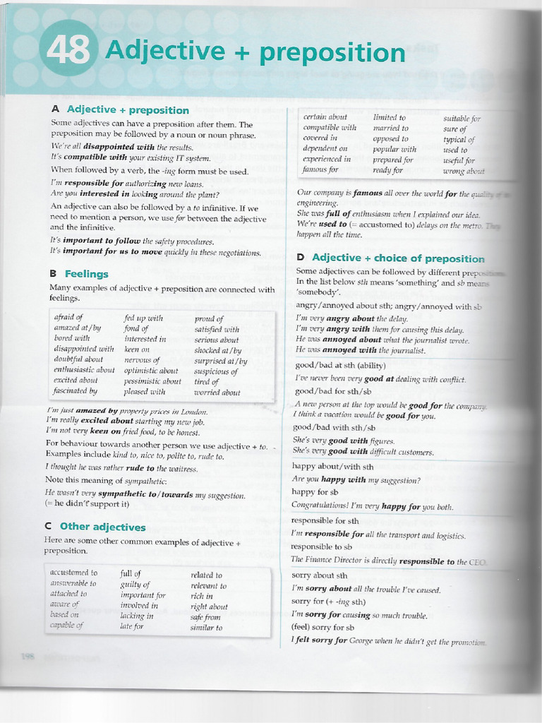 Adjective Preposition | PDF