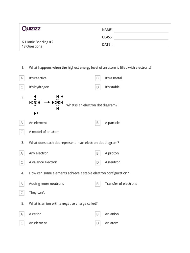 Ionic Bonding Worksheet Answers | PDF | Ion | Chemical Bond