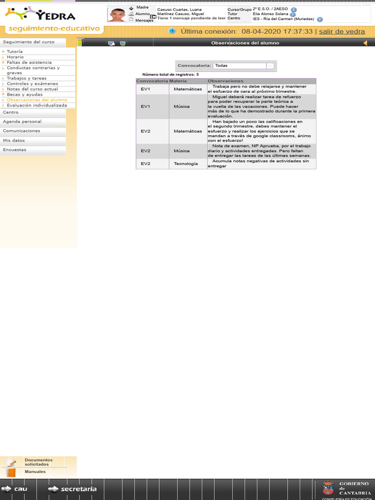 Yedra - Seguimiento Educativo | PDF