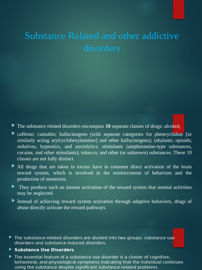 Substance Related and Other Addictive Disorders | PDF | Self-Improvement