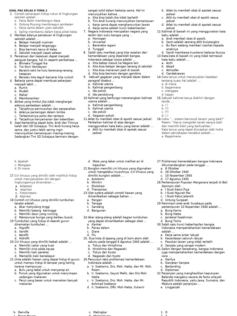Soal Pas Tema 2 | PDF