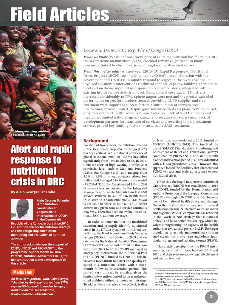 Nutritional Crisis Response in DRC | PDF | Malnutrition | Wash
