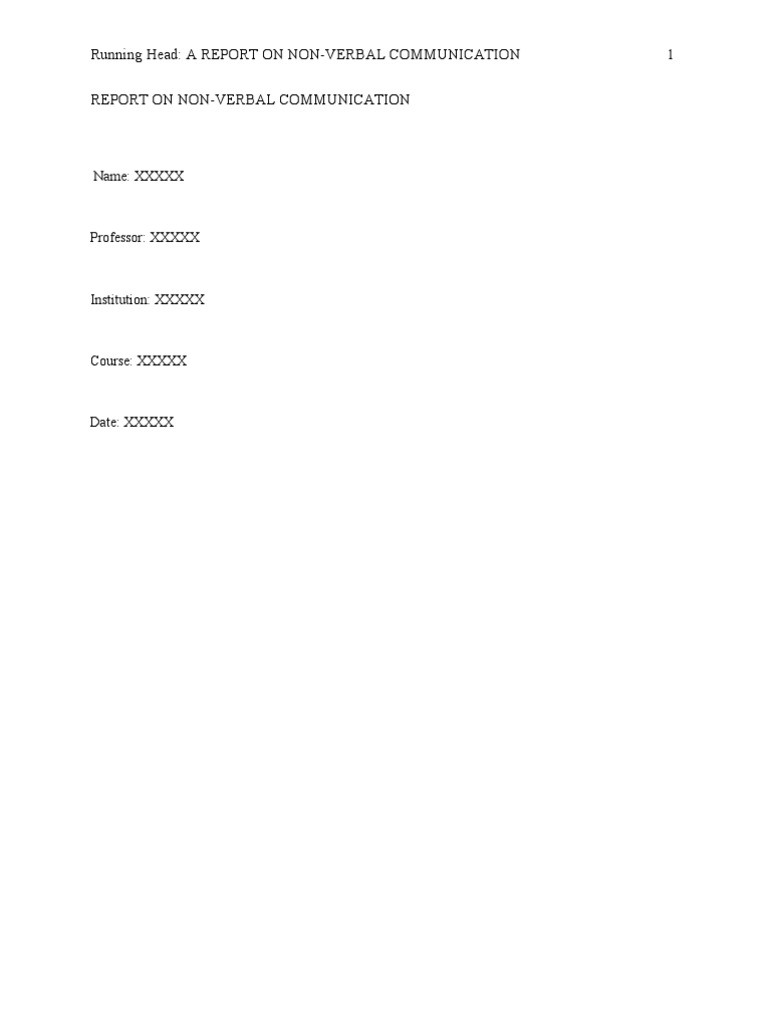 A Report On Non-Verbal Communication | PDF | Nonverbal Communication ...