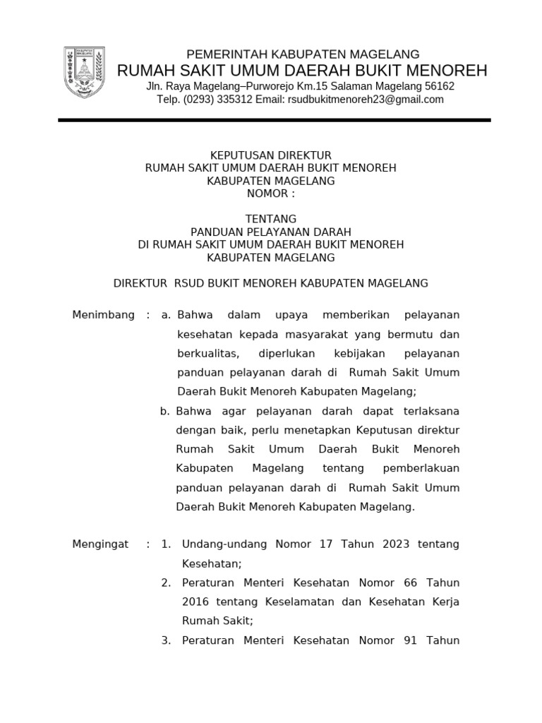 Panduan Pelayanan Darah Dan Produk Darah Bdrs Merah Putih - Docx Edit RSBM Revisi 1 | PDF ...