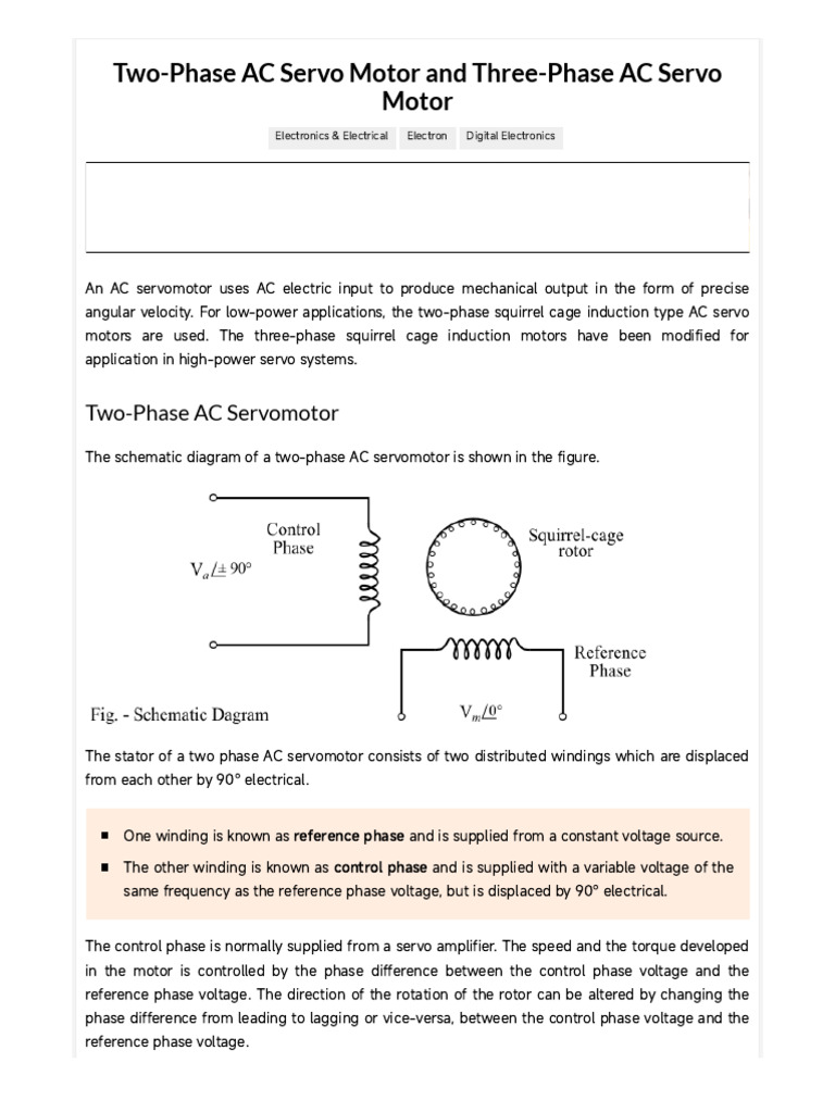 Two-Phase AC Servo Motor and Three-Phase AC Servo Motor | PDF ...