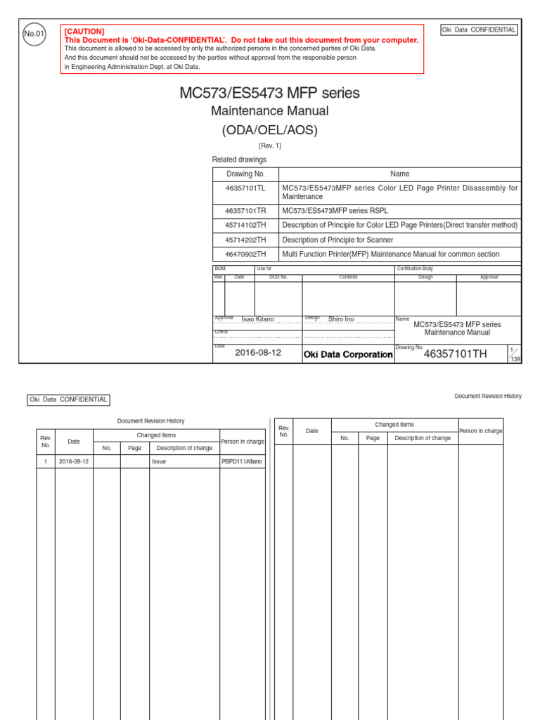 MC573 - ES5473 MFP Maintenance Manual 46357101TH - R1 | PDF | Usb | Image Scanner