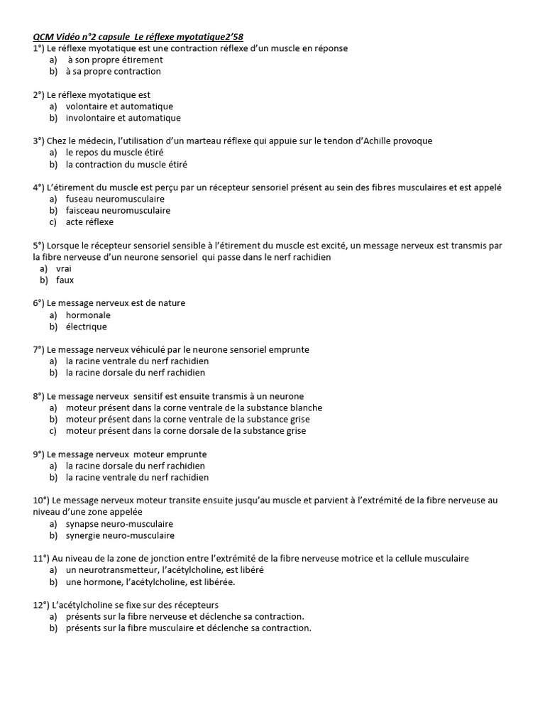 Comprendre le réflexe myotatique | PDF