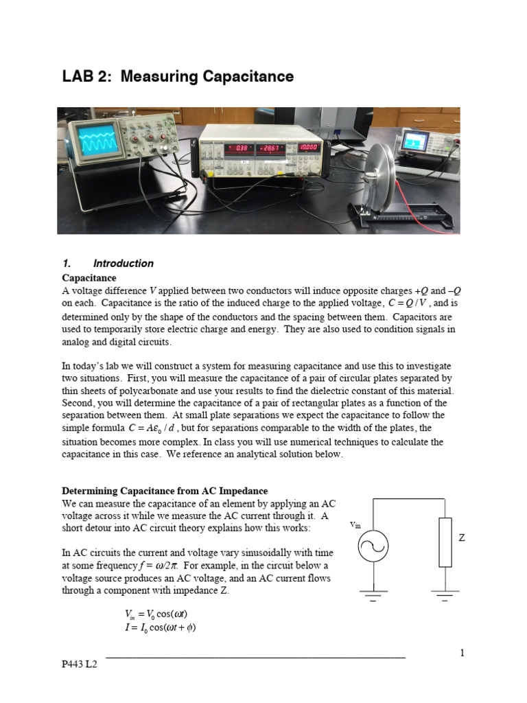 Measuring Capacitance Lab Handout | PDF | Electrical Impedance ...