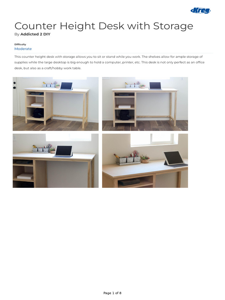 Counter Height Desk With Storage | PDF | Desk | Drill