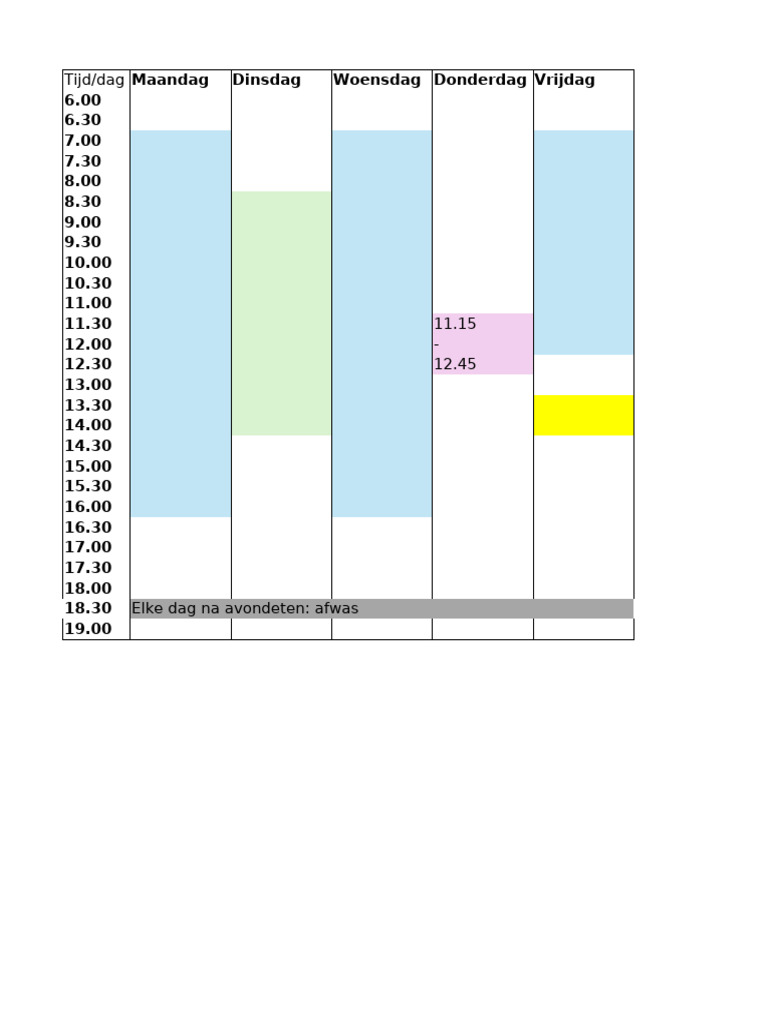 Weekplanning E.S. | PDF