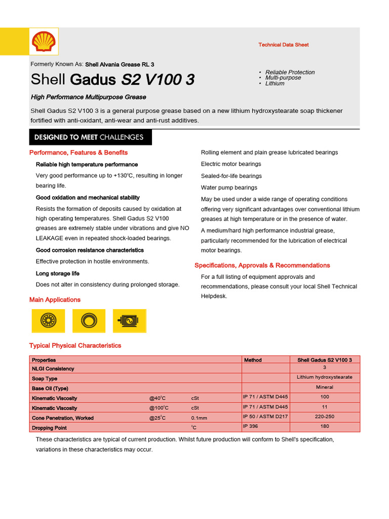 TDS - Shell Gadus S2 V100 3 | PDF | Materials