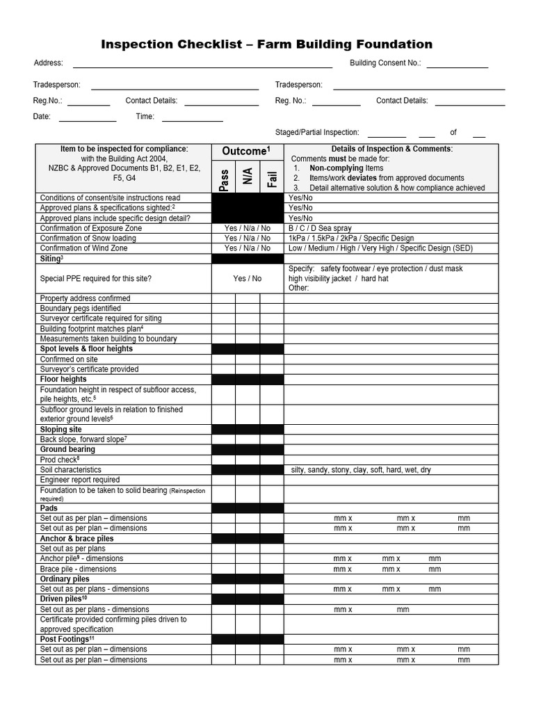 Inspection Farm Building Foundation BCA T 30da 123115 | PDF | Deep ...