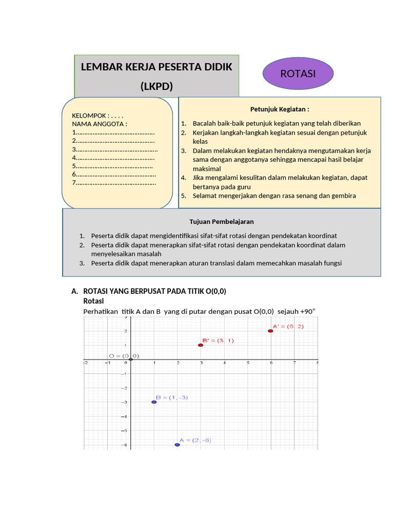 LKPD Rotasi Dan Dilatasi | PDF