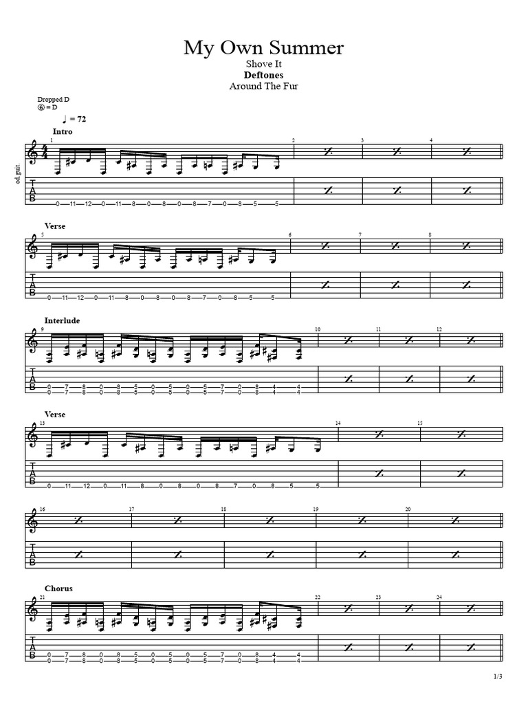 My Own Summer Guitar Tabs and Chords | PDF | Song Structure | Music Theory