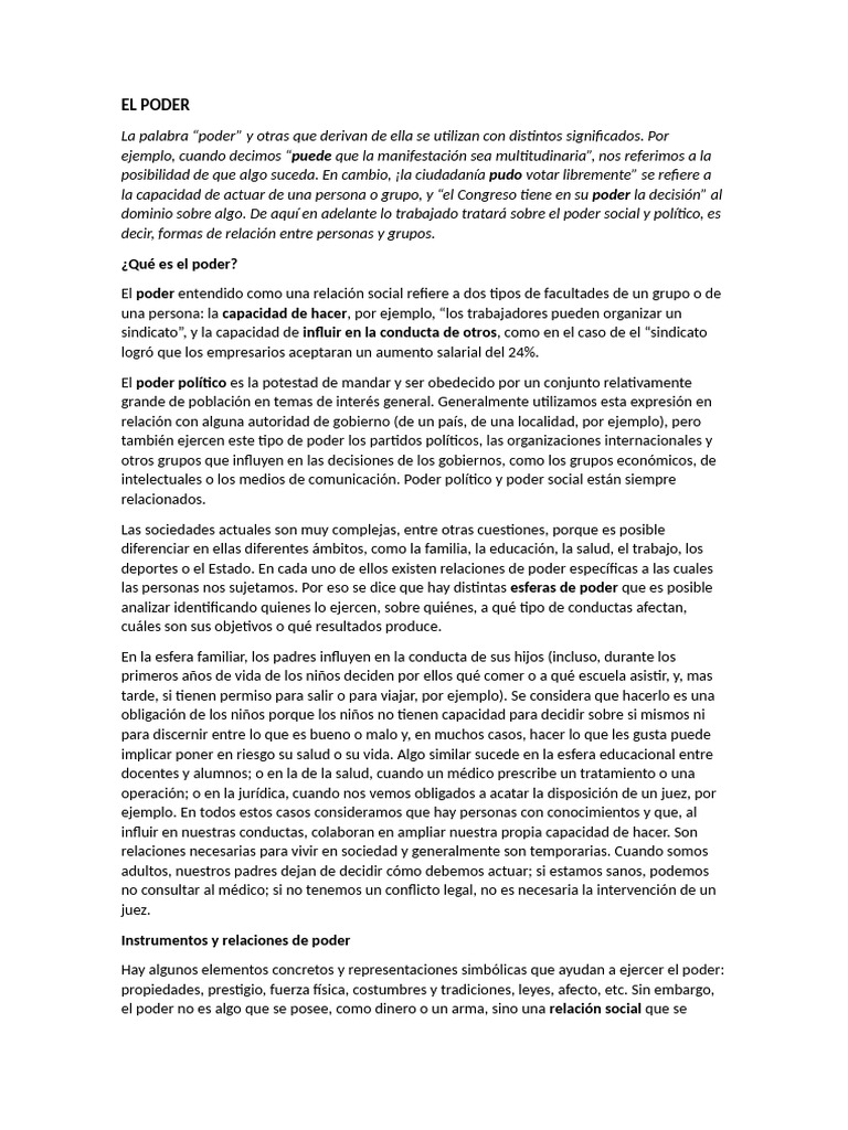 Actividad 10 EL PODER | PDF | Comportamiento | Gobierno