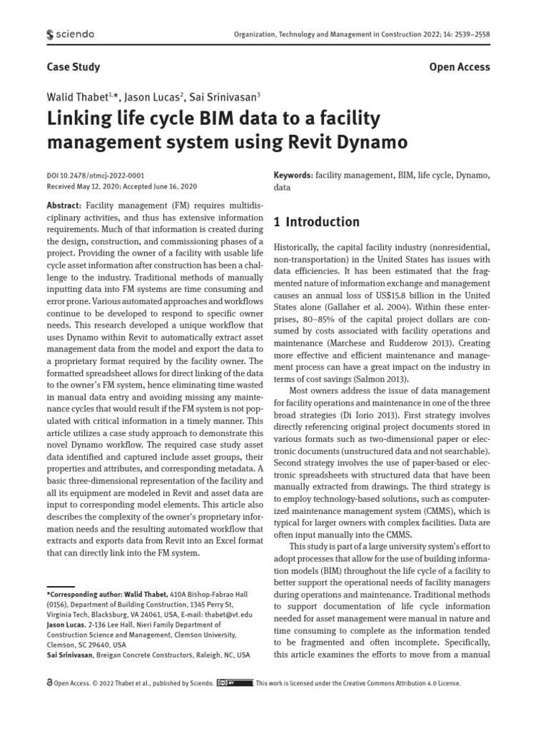 Linking-life-cycle-BIM-data-to-a-facility-management-system-using-Revit-Dynamo | PDF | Building ...