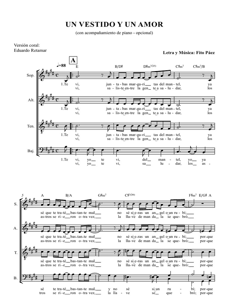 Un Vestido y Un Amor SATB | PDF
