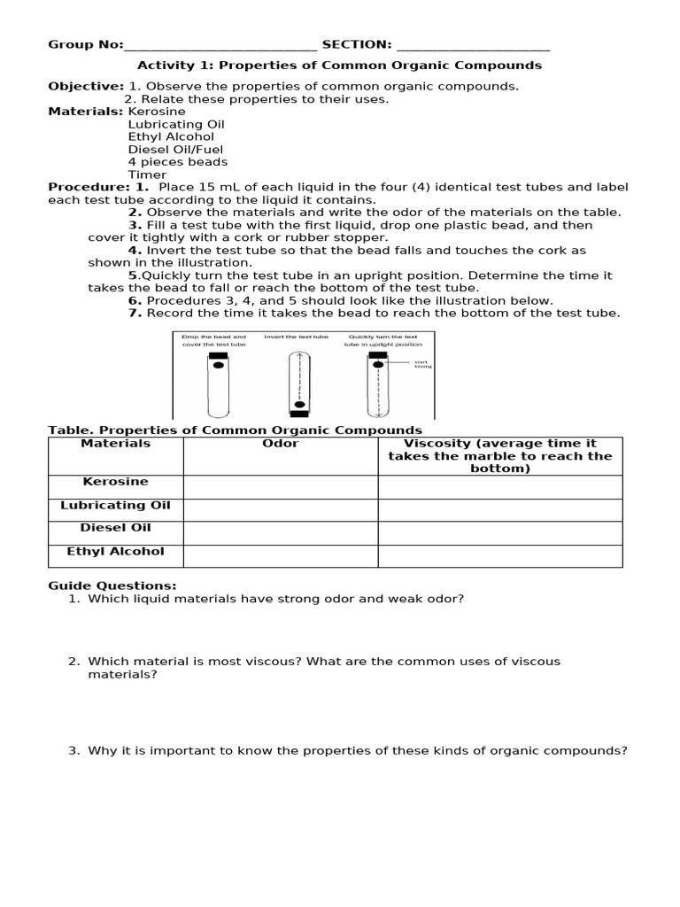 Properties of Organic Compound | PDF | Oil | Kerosene