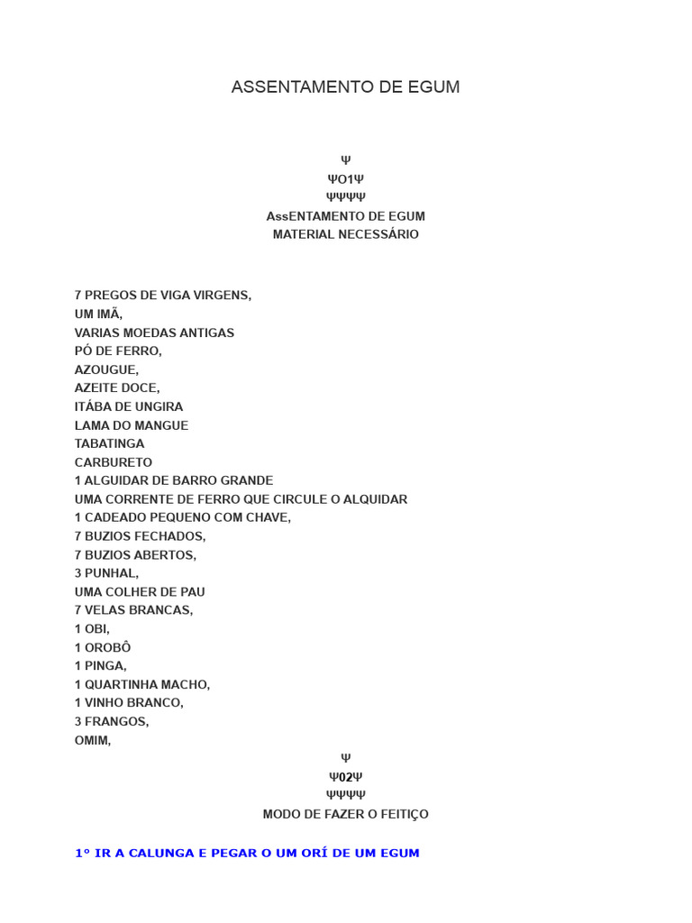 Assentamento de Baba Egun | PDF