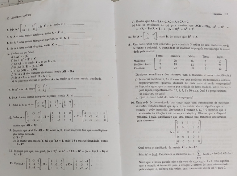 Lista1 Matrizes | PDF