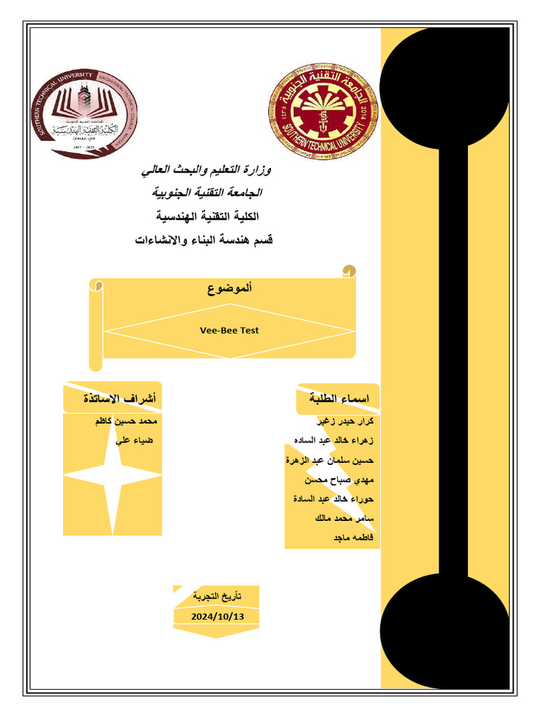 واجهة تقرير Vee Bee Test.... | PDF