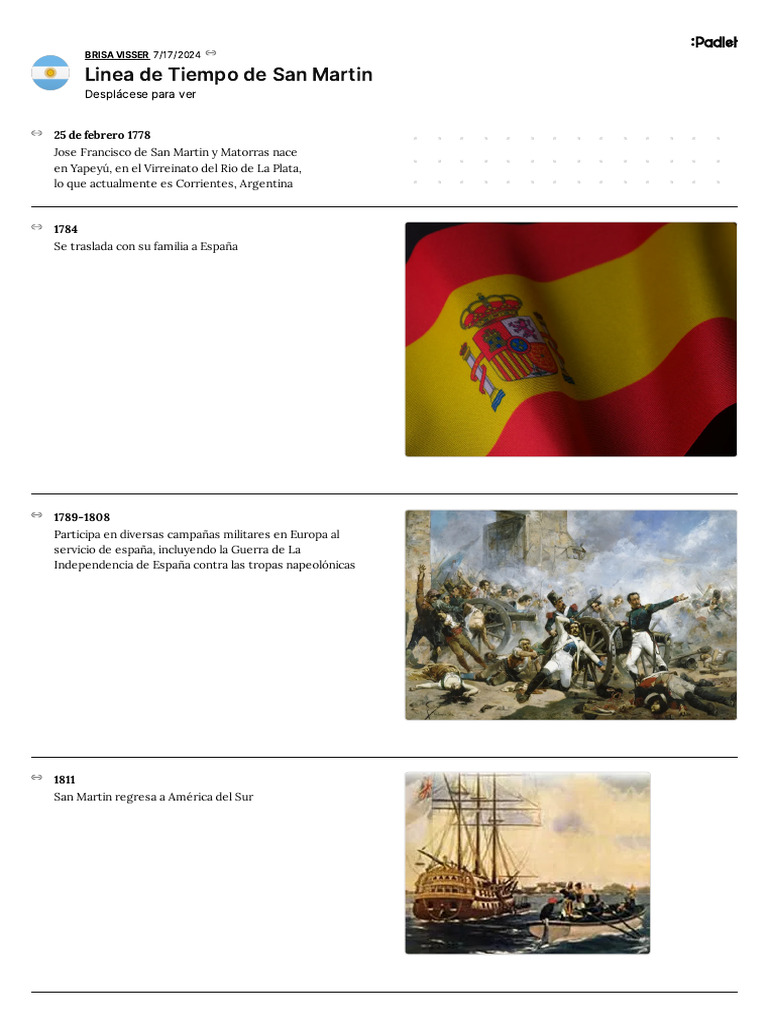 Línea de Tiempo de San Martín | PDF | Viajes y turismo | Clásicos