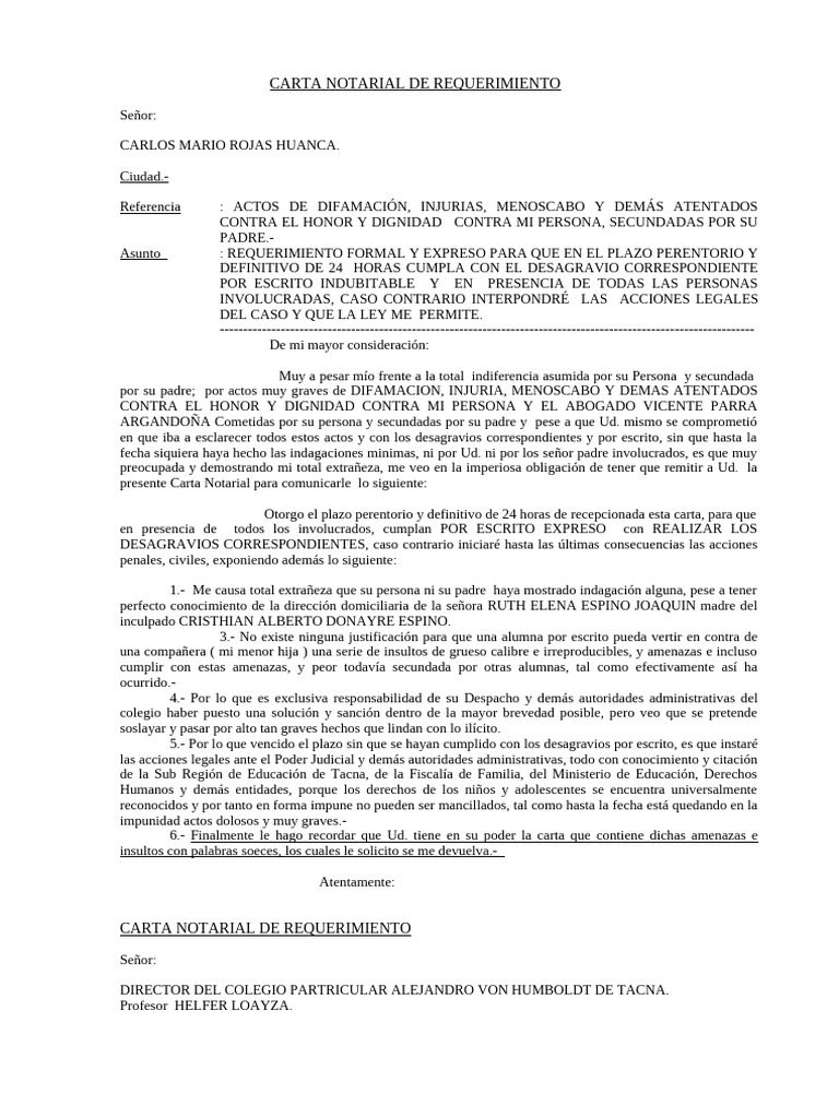 Carta Notarial de Requerimiento | PDF | Política | Ciencias sociales