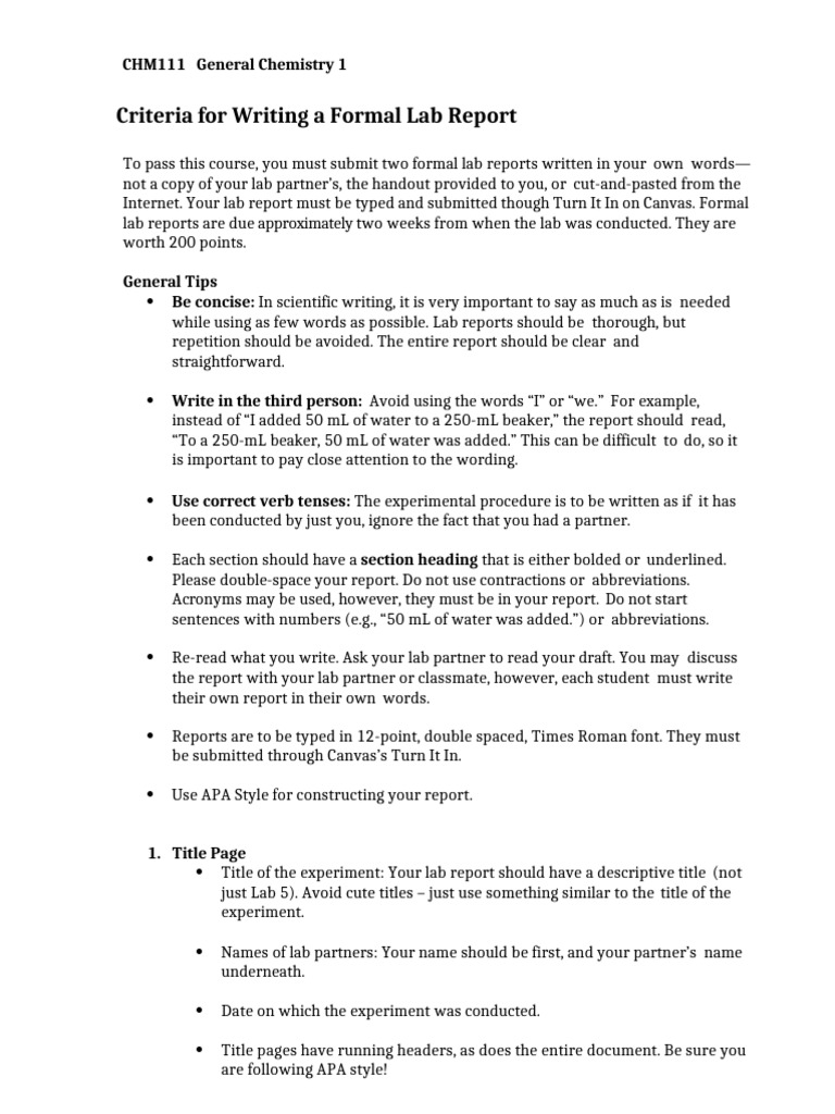 Writing a Formal Lab Report Guide | PDF | Experiment | Statistics