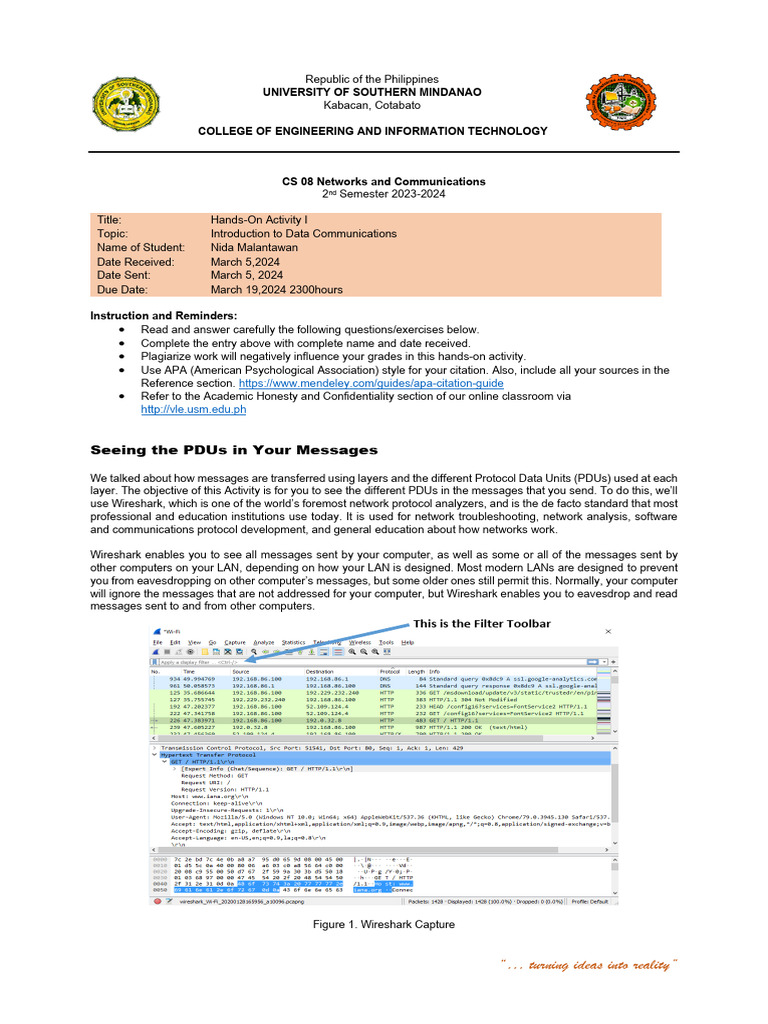 Network and Communication Hands-on-Activity - ASSIGNMENT | PDF | Network Packet | Computer Network