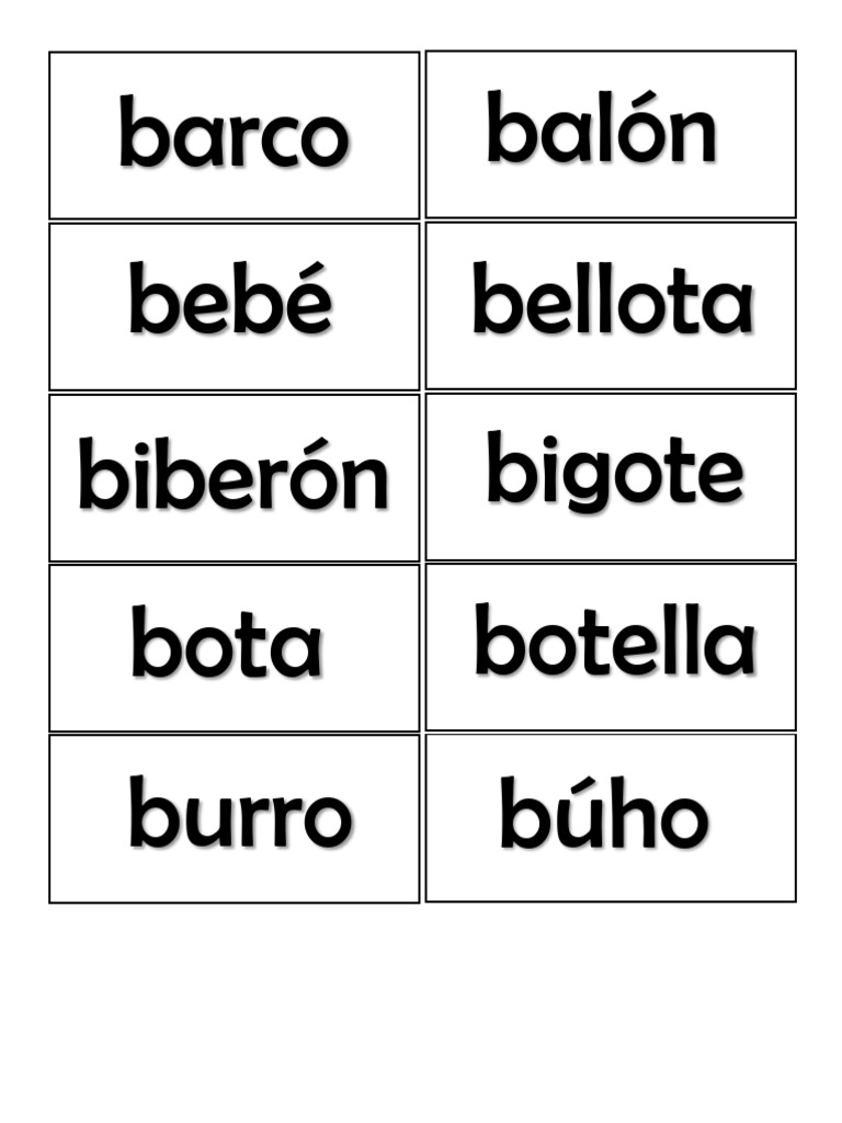 Recortables Palabras y Dibujos Con B | PDF