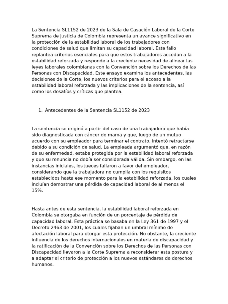 Sentencia Laboral 1 | PDF | Invalidez | Derecho laboral
