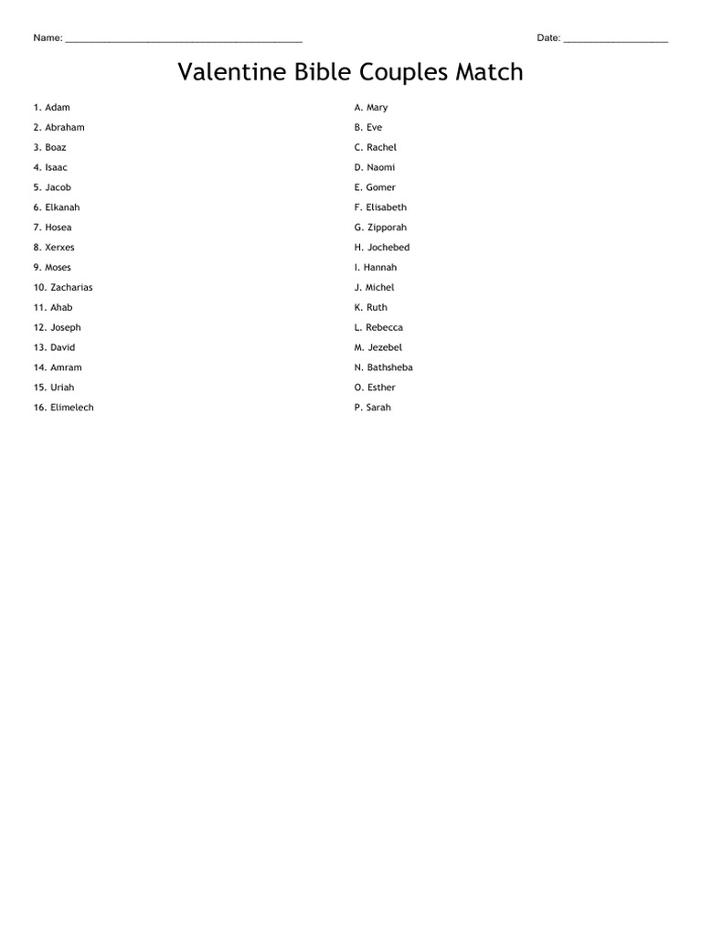 Valentine Bible Couples Match | PDF