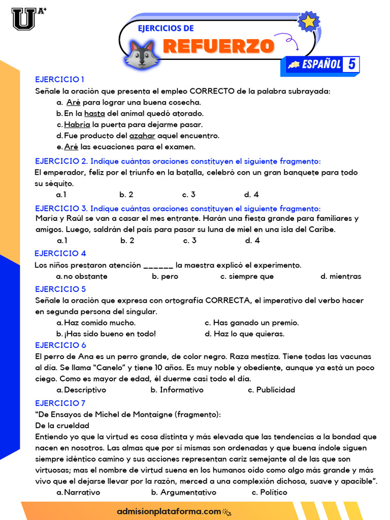 Ejercicios de Refuerzo ESPAÑOL U5, U6, U7 | PDF | Amor | Verbo
