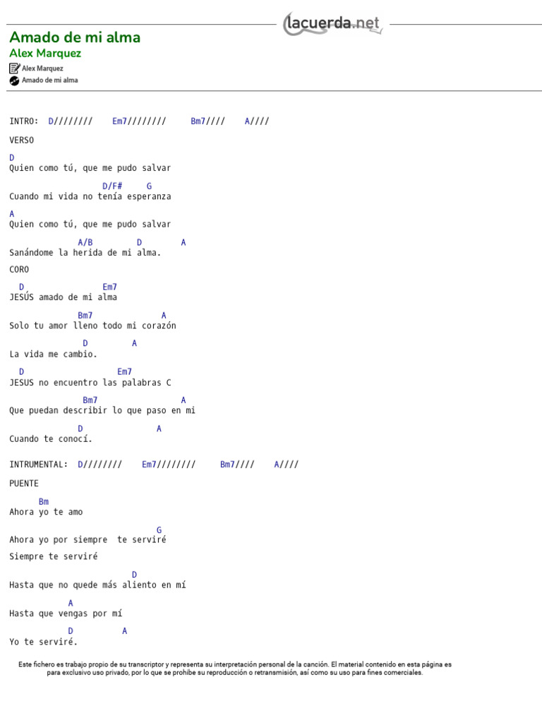 Acordes de "Amado de mi alma" | PDF