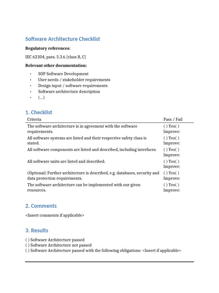 Software Architecture Checklist | PDF