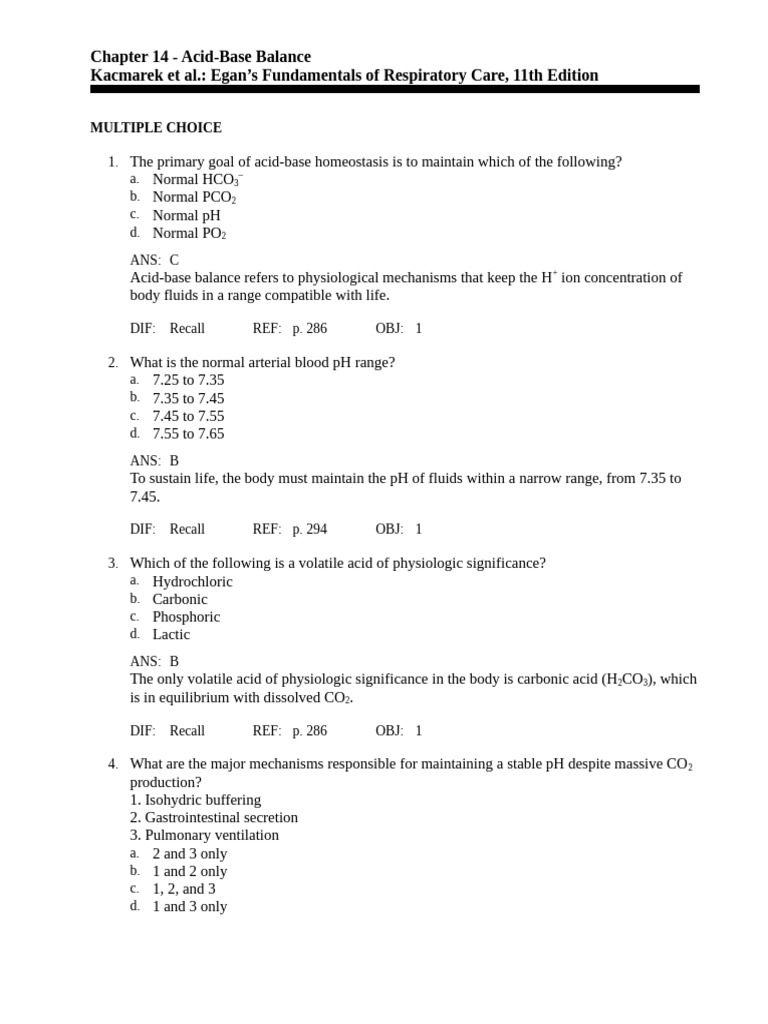 Egan Chapter 14 | PDF | Buffer Solution | Bicarbonate