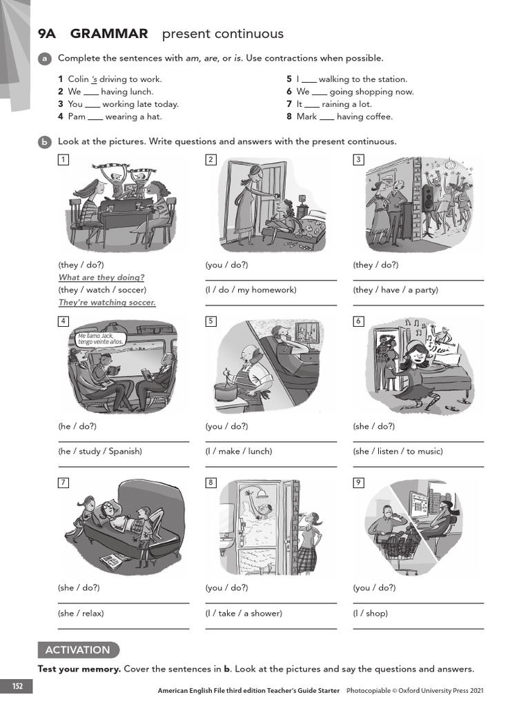 Grammar 9a Present Continuous | PDF