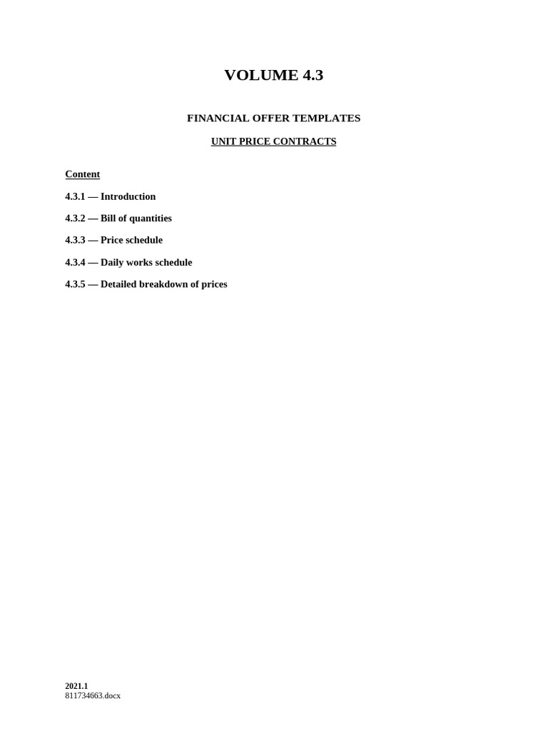 Financial Offer Templates for Contracts | PDF | Prices | Volume