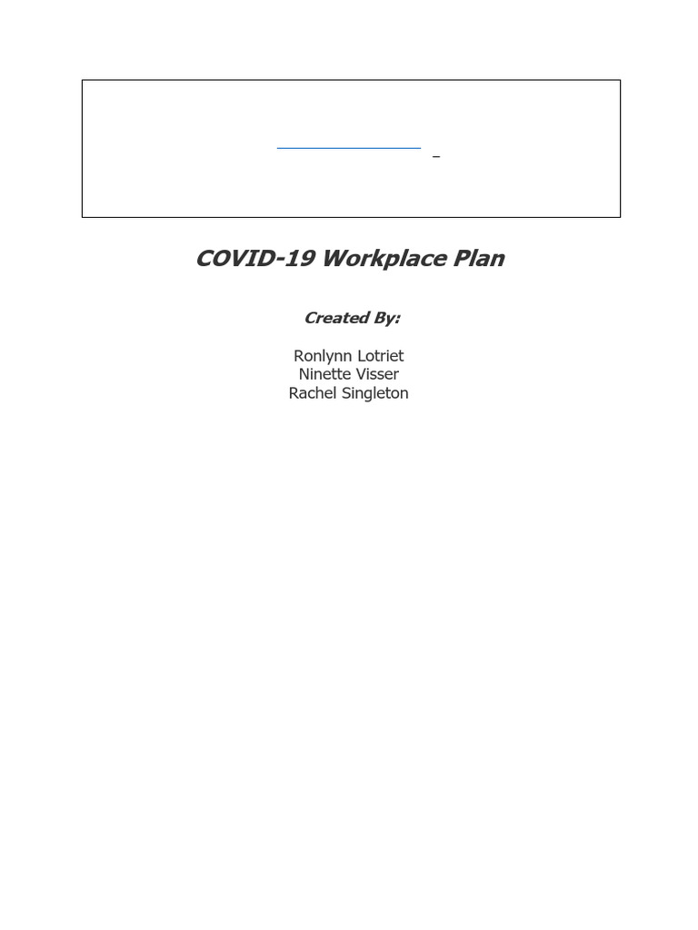 TC 2 SVTC Covid 19 Workplace Plan | PDF | Occupational Safety And ...