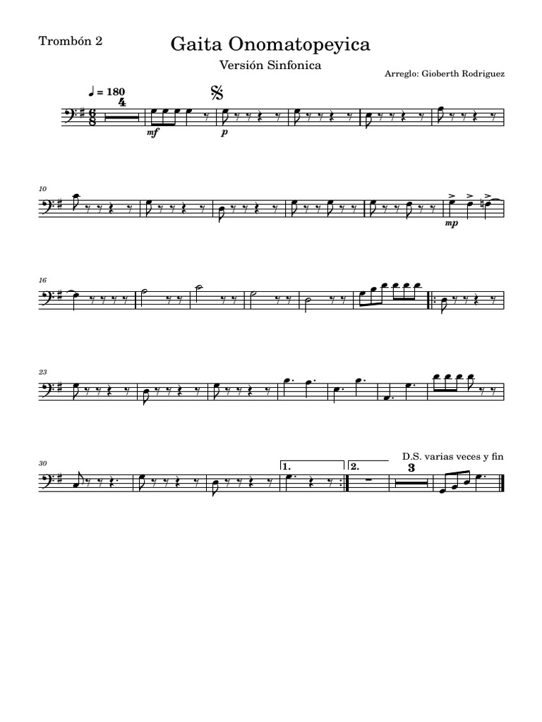Gaita Onomatopeyica-Trombón - 2 | PDF