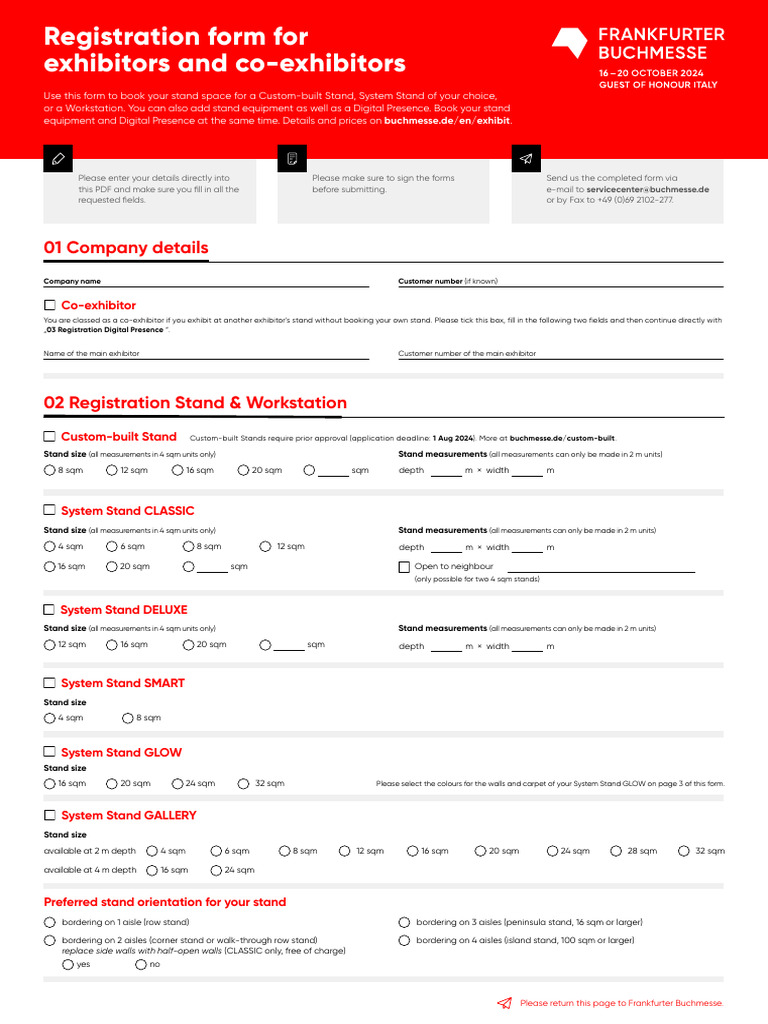 Exhibitors Co-Exhibitors (Registration Form FBM 2024) | PDF | Value ...
