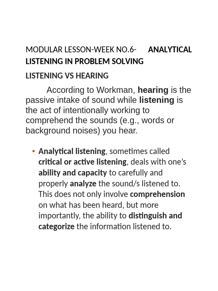 Modular Lesson Analytical Listening | PDF