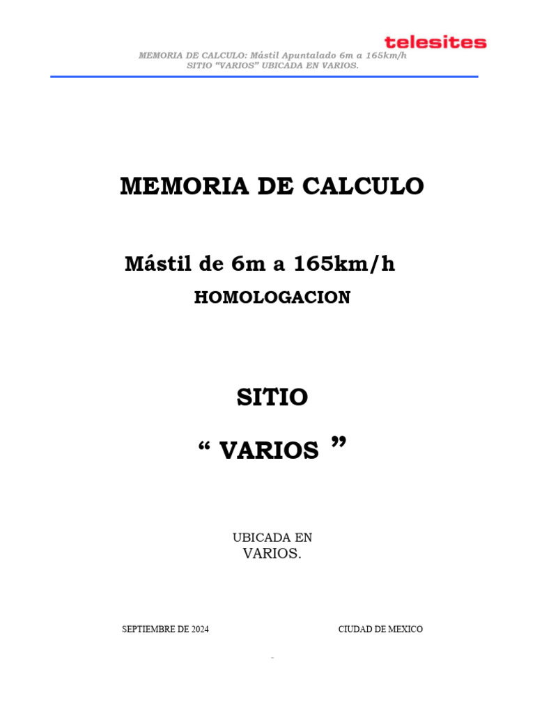 Memoria de Calculo MAP 6m 165km-h | PDF | Tornillo | Rendimiento ...