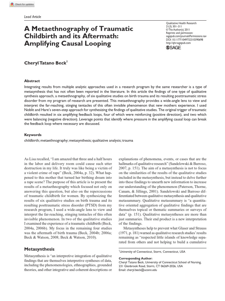 Beck Childbirth Trauma | PDF | Psychological Trauma | Breastfeeding