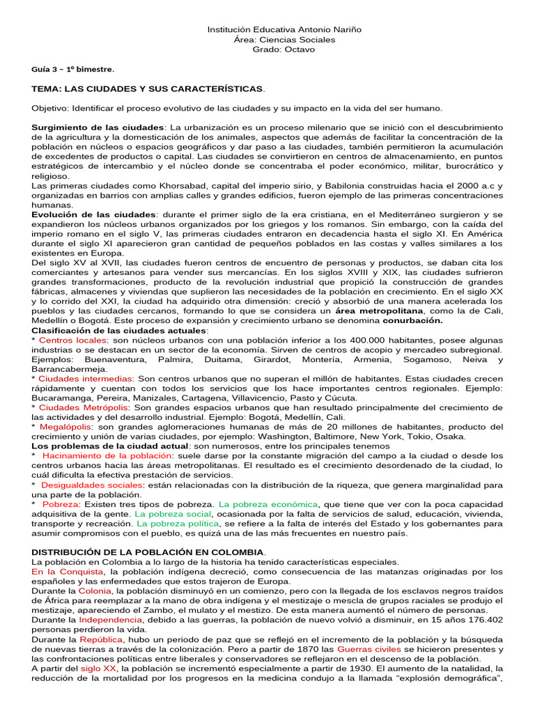 Guía 3 - 1° Bimestre Octavo | PDF | Colonización europea de las ...
