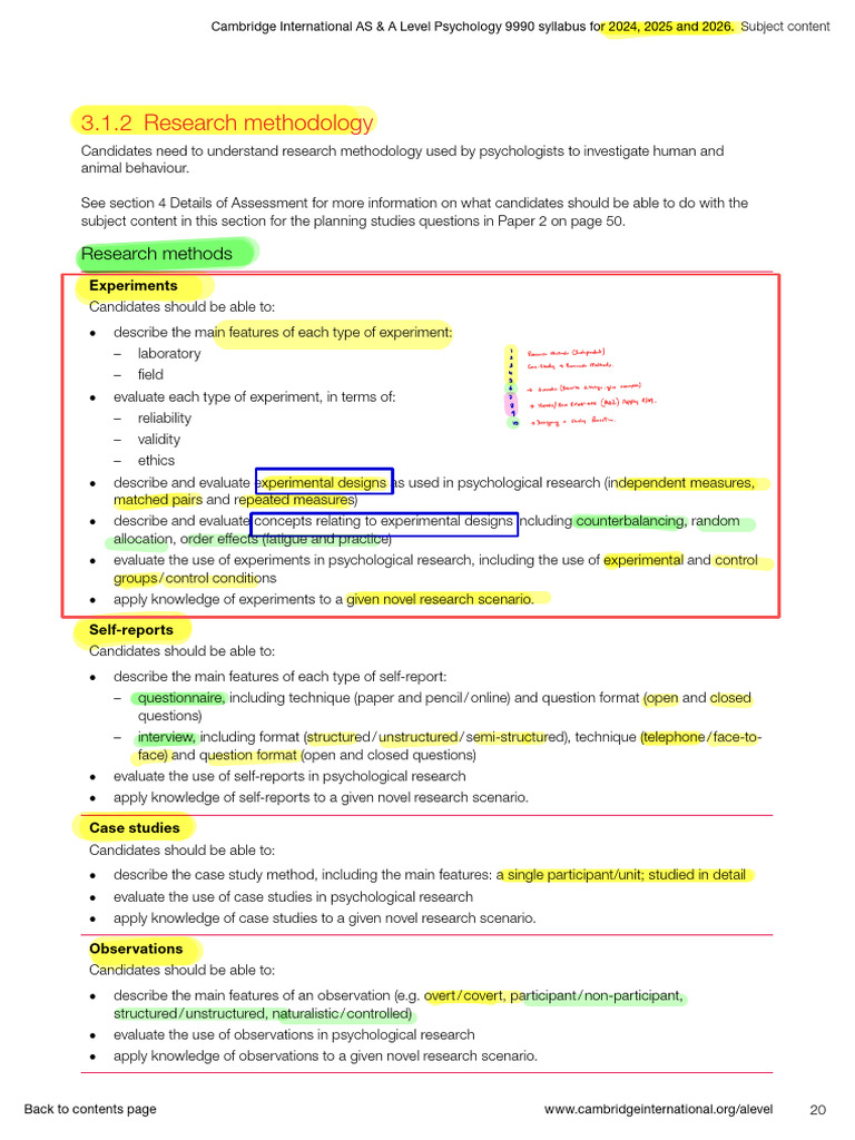 Research Methods (P2 Syllabus) 24-26 | PDF | Experiment | Self Report Study