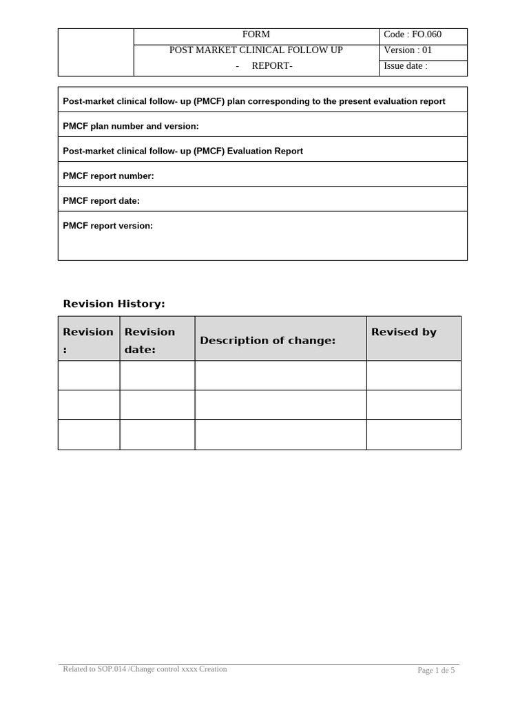 FO-061 PMCF Report Template | PDF | Specification (Technical Standard) | Risk Management