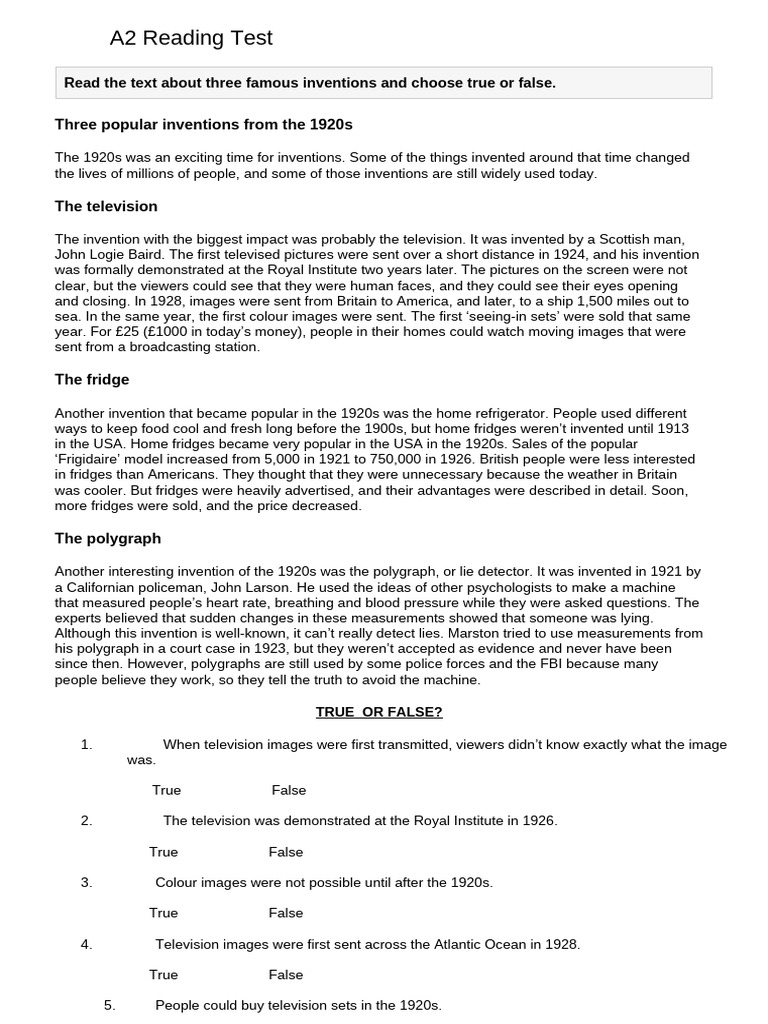 Reading Comprehension B1 Level | PDF | Polygraph