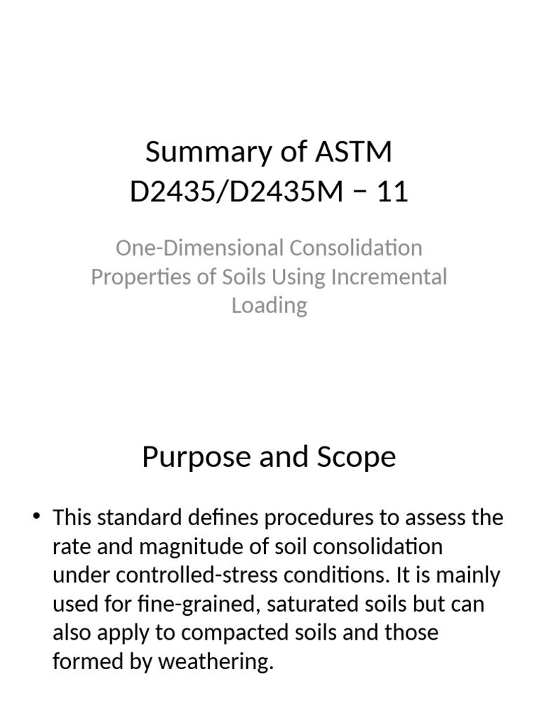 ASTM D2435 Summary Presentation | PDF