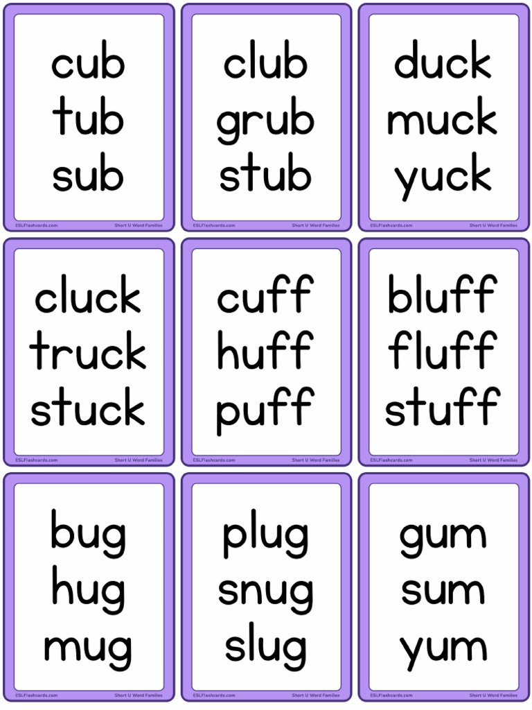 Short U Word Families Small | PDF